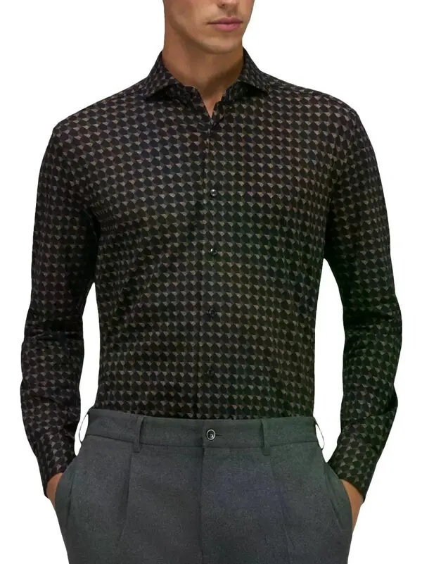 XACUS Geometric-print Shirt - Brown
