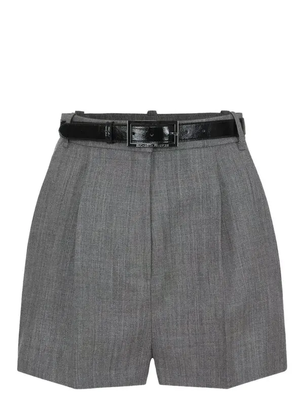 Elisabetta Franchi Shorts In Wool Fabric With Belt - Grey