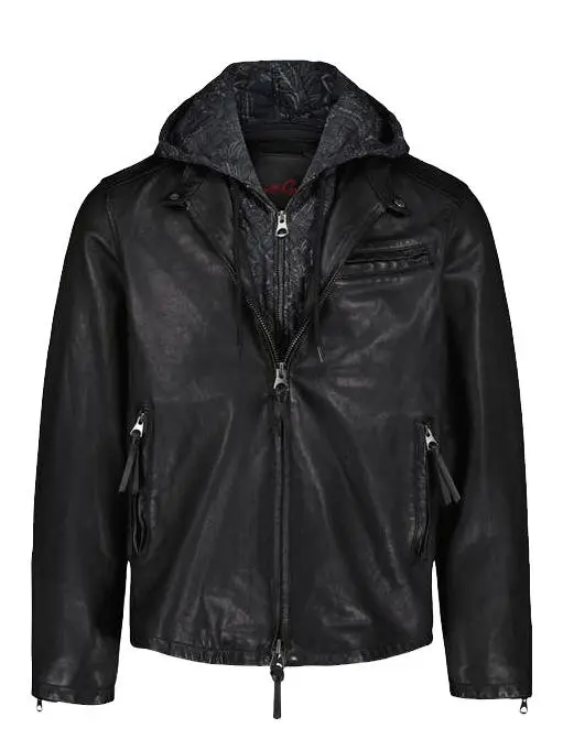 Robert Graham Punch Leather Jacket - Black