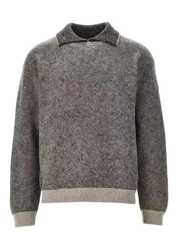 Emporio Armani Jacquard-knit Piqué Sweater - Grey