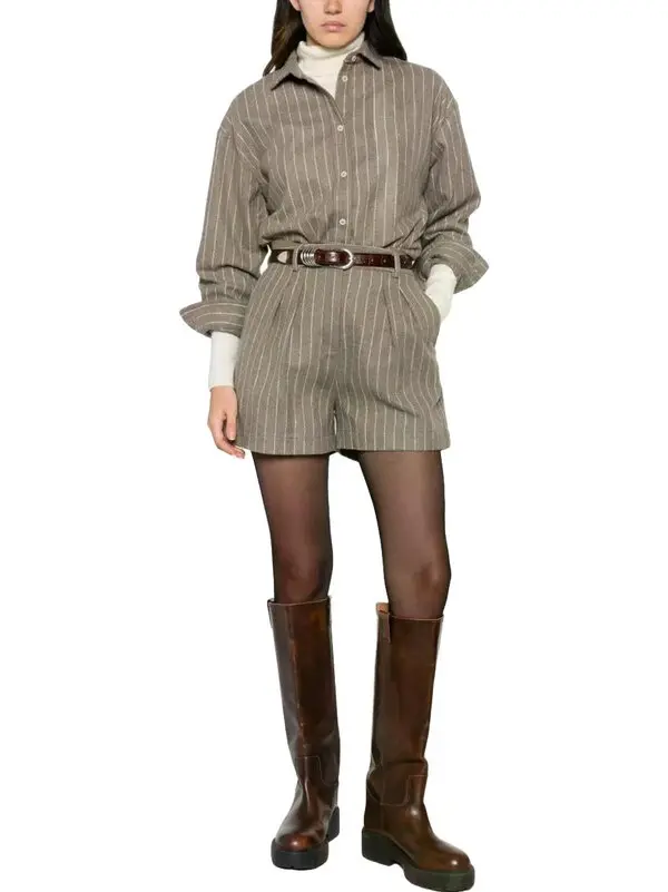 MC2 SAINT BARTH Pinstripe-pattern Pleated Shorts - Grey