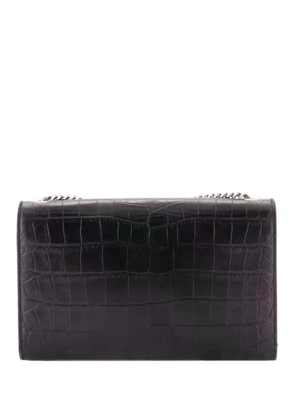 Saint Laurent Classic Monogram Tassel Crocodile Embossed Leather Medium Crossbody Bag - Black