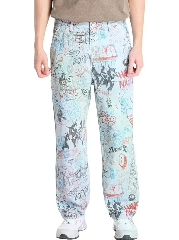 RIPNDIP Marker Wide-fit Graffiti-print Jeans - Blue