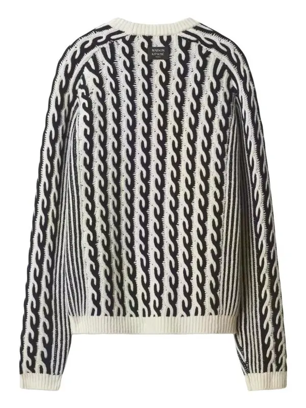 Maison Kitsuné Cable-knit Striped Sweater - Neutrals
