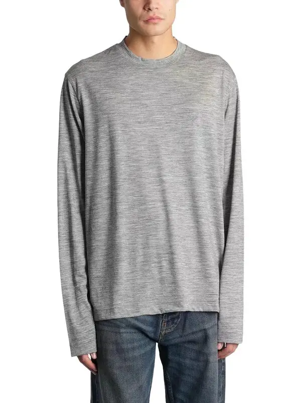 Emporio Armani Logo-embroidered Longsleeved T-shirt - Grey
