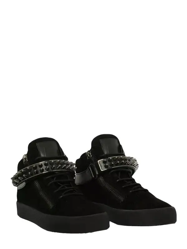 GIUSEPPE ZANOTTI Camoscio Spike-details Sneakers - Black
