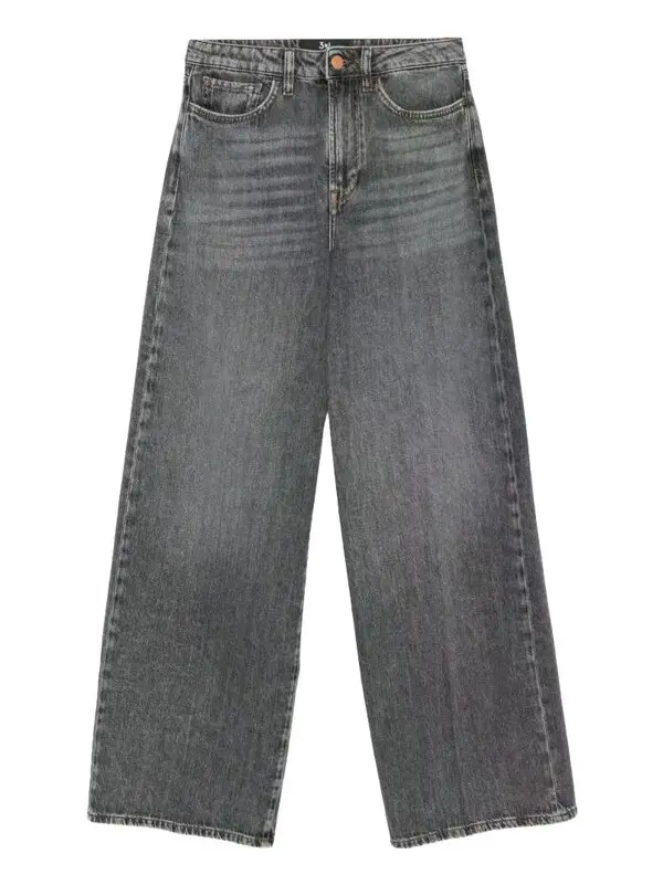 3x1 Washed Wide-leg Jeans - Grey
