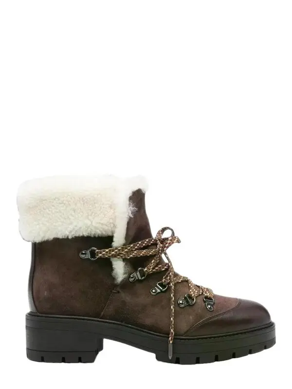 AQUAZZURA Val D'isere Shearling-trim Ankle Boots - Brown