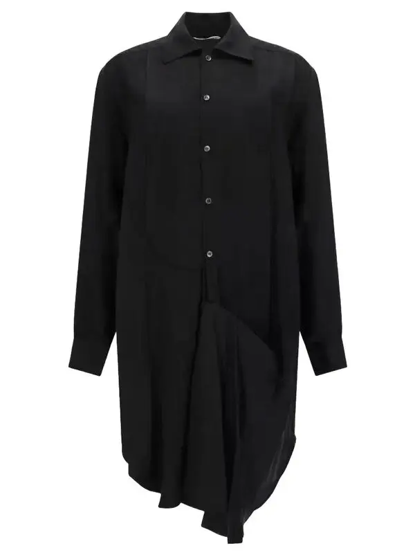 JW Anderson Asymmetric Draped Shirt Mini Dress - Black