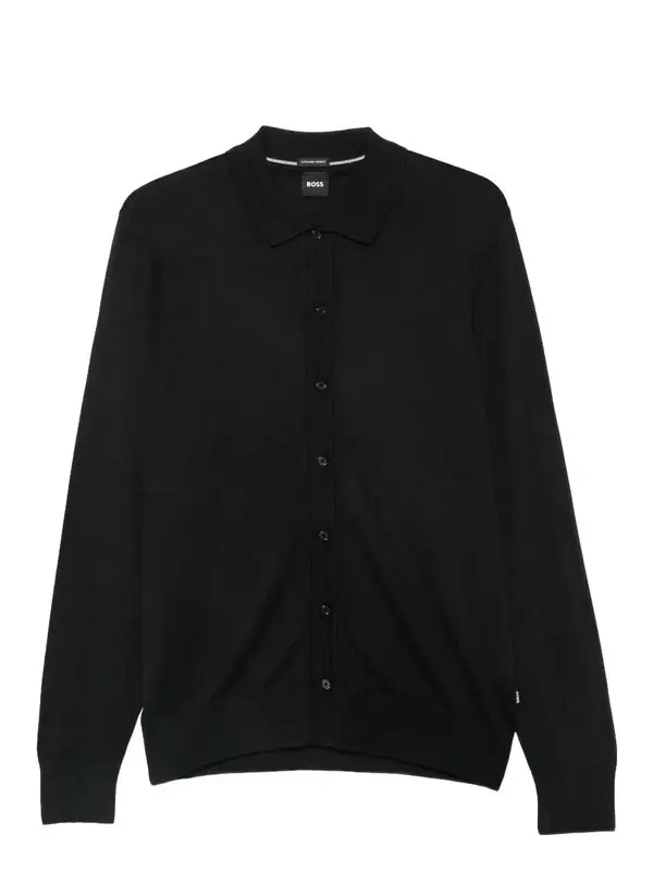 BOSS Buttoned Wool Cardigan - Black