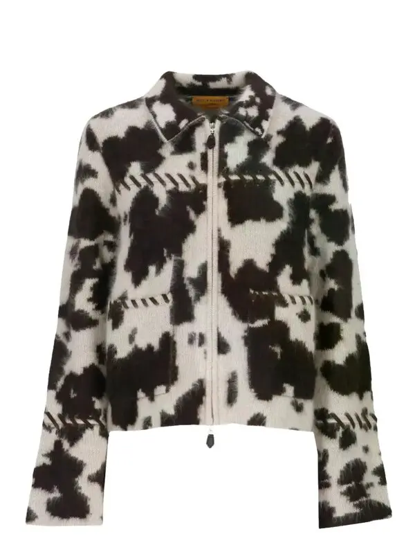 Guest In Residence Cow-print Whipstitch-trim Jacket - Neutrals
