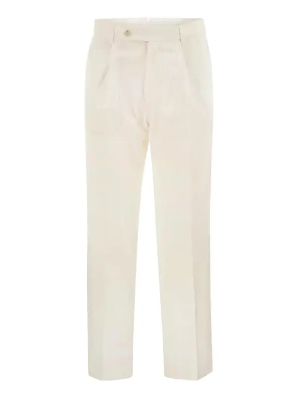 BOSS Tapered-fit Trousers In Italian Corduroy Fabric - Neutrals