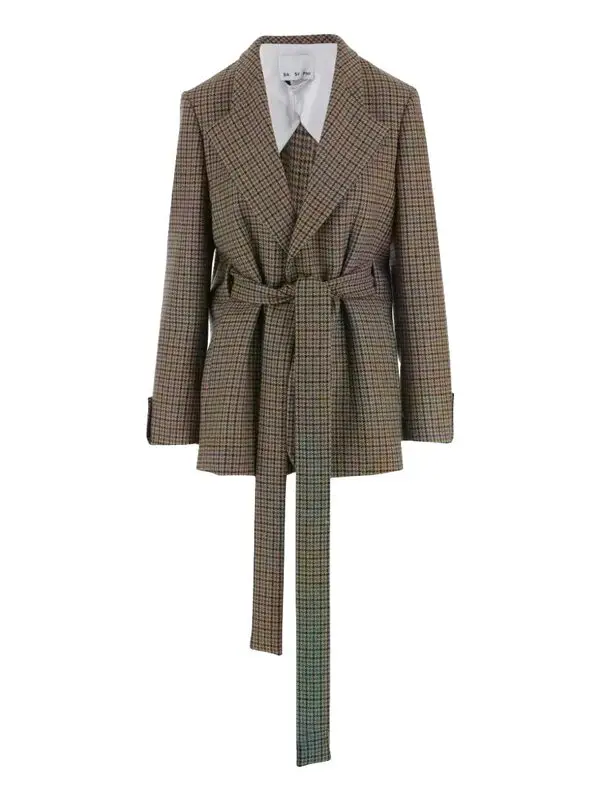 SA SU PHI Belted Checked Blazer - Brown