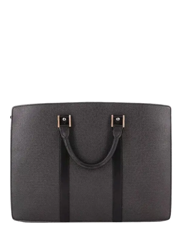 LOUIS VUITTON Lozan Handbag Taiga Leather Business Bag - Black