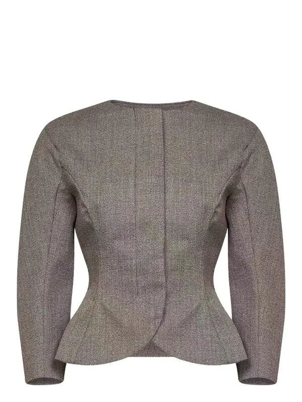 Jacquemus Peplum-hem Crew-neck Jacket - Brown
