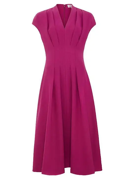 PHASE EIGHT Hanna Cap-sleeve Stretch-woven Midi Dress - Fuchsia