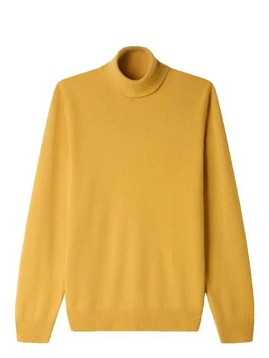 Sandro Roll-neck Long-sleeve Cashmere Jumper - Mustard