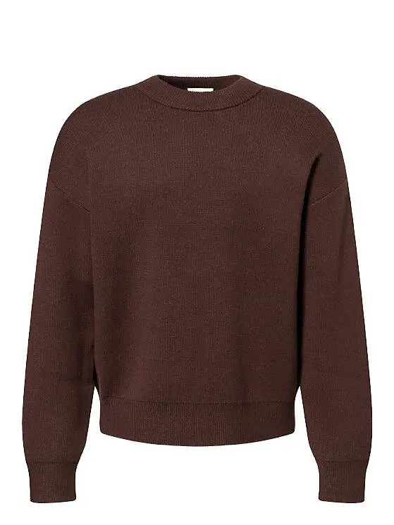 THE COUTURE CLUB Compact Copyright Crewneck Woven Knit Jumper - Brown