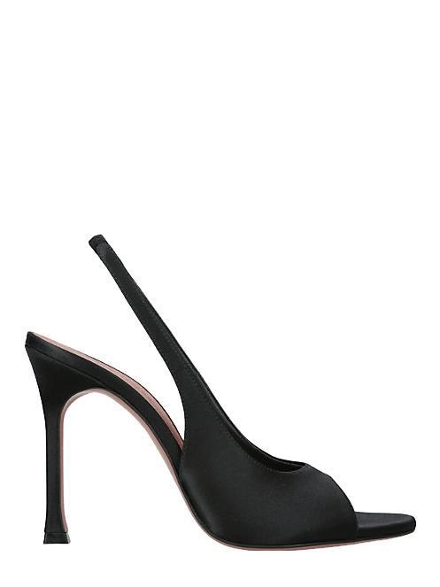 Amina Muaddi Alexa 105 Satin Heeled Slingbacks - Black
