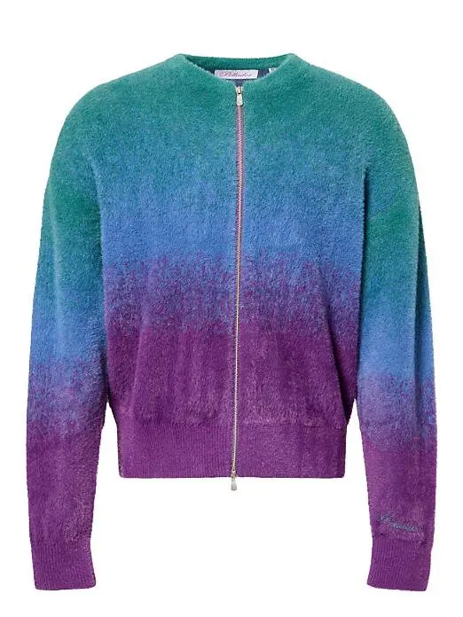 PELLADOR Gradient Crew Mohair Knit Cardigan - Green Multi