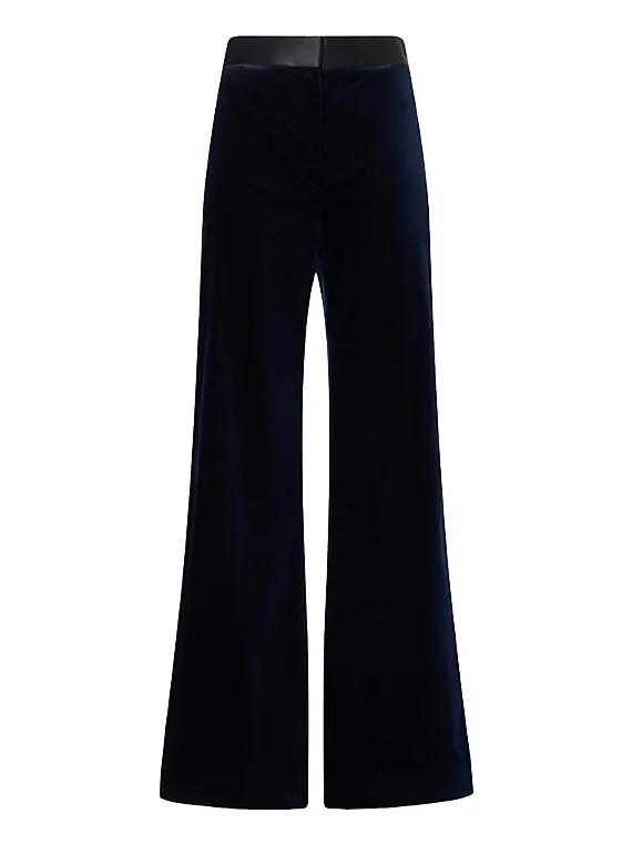 Victoria Beckham Alina Straight-leg Velvet Trousers - Midnight