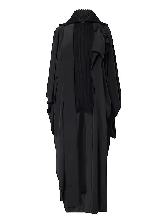 Yohji Yamamoto Knit Combo Kimono Coat - Black