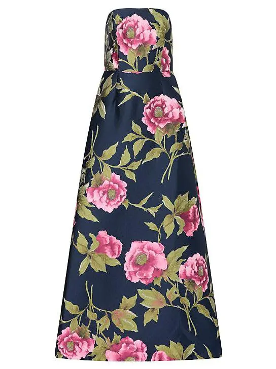 Carolina Herrera Aline Strapless Woven Gown - Midnight Multi