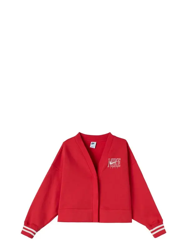 Nike Phoenix Fleece Over Oversized Graphic Cardigan Asia Sizing - Red