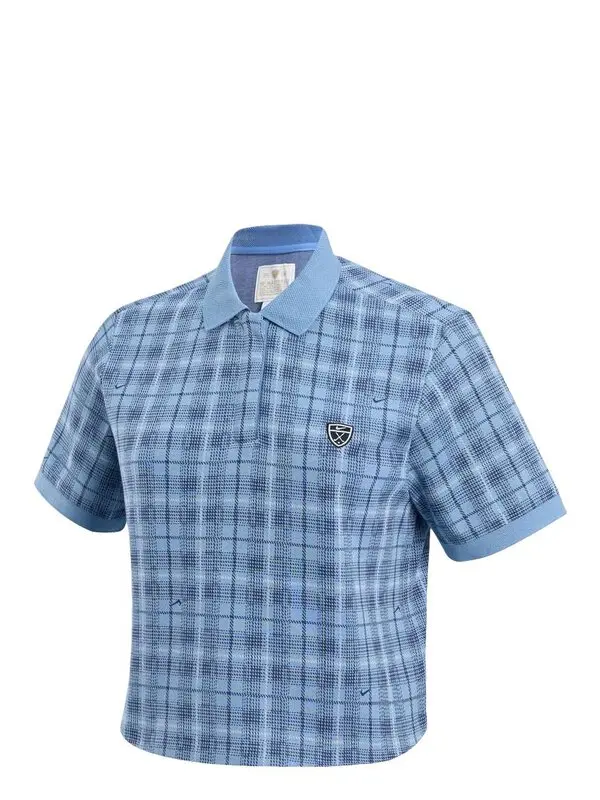 Nike Fairway Fresh Dri-fit Check Golf Collared Shirt 'work Blue White - Work Blue/white
