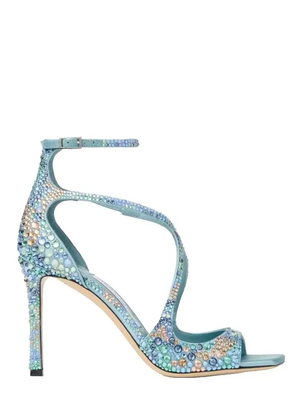 JIMMY CHOO Azia 95 Crystal-embellished Sandals - Blue