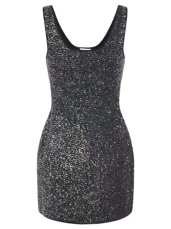 Elisabetta Franchi Knit Mini Dress With Sequins - Black