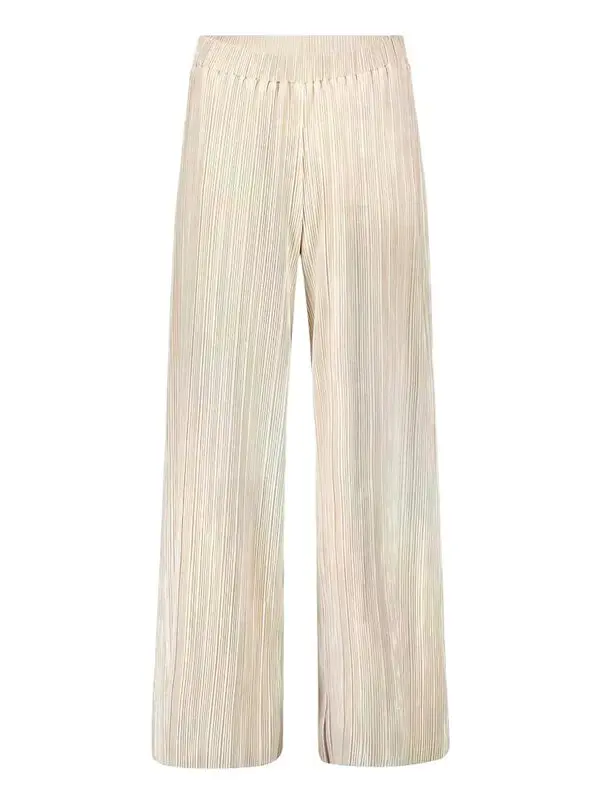 BETTY BARCLAY Plissé-effect Wide-leg Cropped Trousers - Neutrals