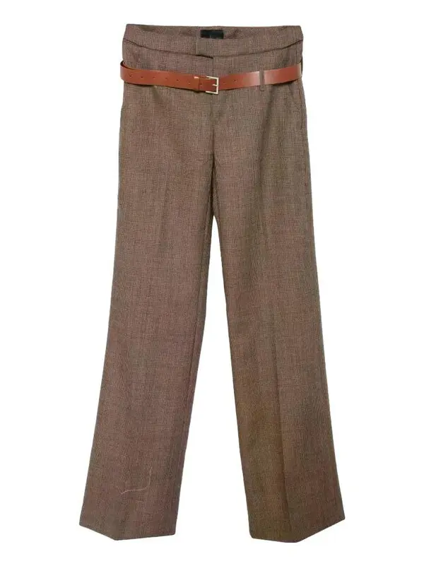 DONDUP Margie Belted Micro-check Trousers - Brown