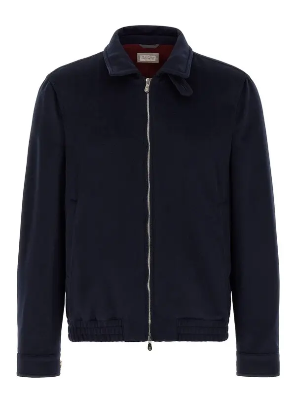 Brunello Cucinelli Wool Bomber Beaver - Blue