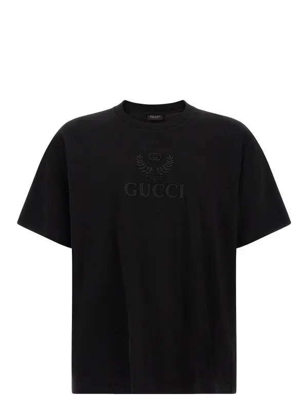 Gucci Incrocio Gg' Embroidered T-shirt - Black