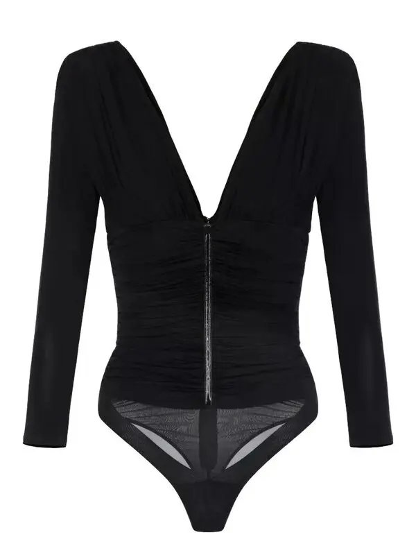Elisabetta Franchi Bodysuit In Lightweight Crêpe Jersey Fabric - Black