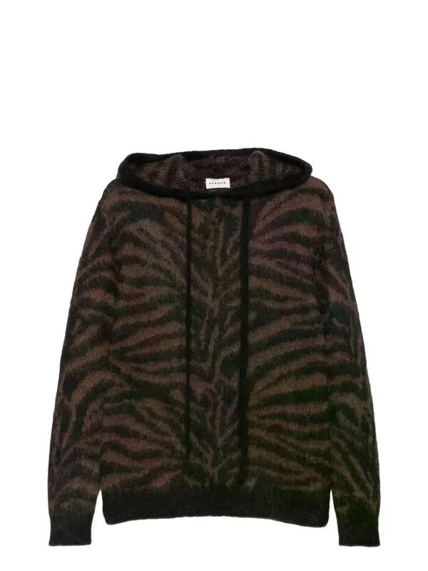 P.a.r.o.s.h Lamu Zebra-print Brushed Hoodie - Brown