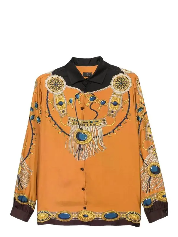 Etro Jewellery-print Silk Shirt - Orange