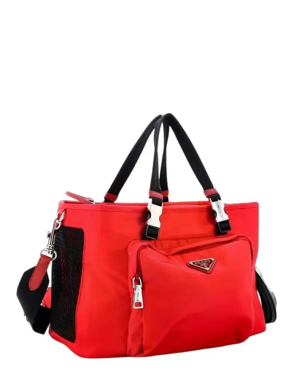 Prada Convertible Pet Carrier Re-nylon With Mesh Satchel - Red