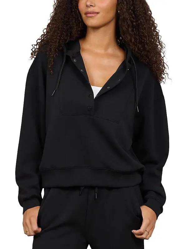 Vintage Havana Luxe Cloud Snap Hoodie - Black