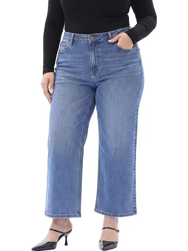 BAYEAS Plus Mid Rise Straight Denim Jeans Stretch Comfortable - Aether