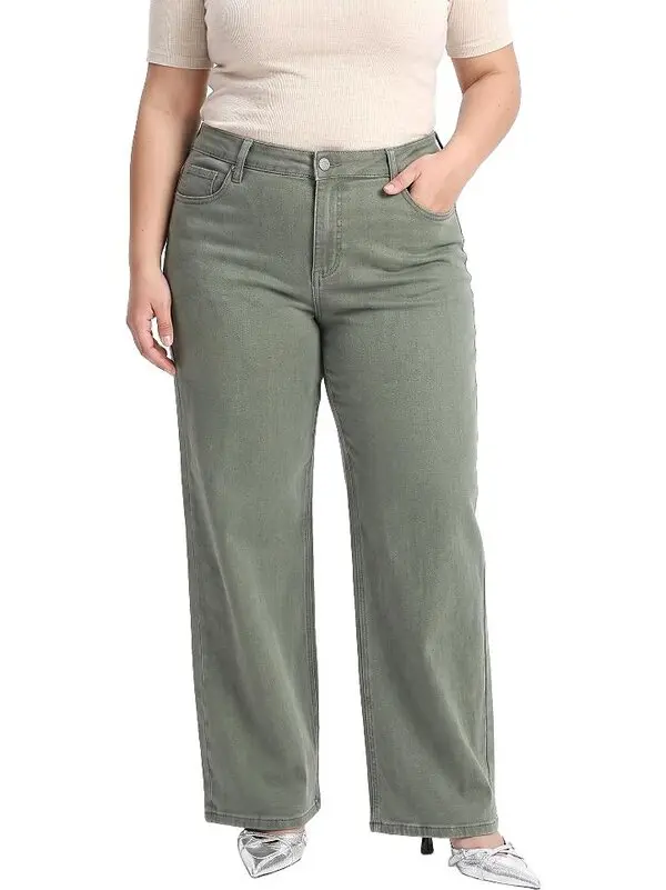 BAYEAS Plus Mid Rise Wide Leg Denim Jeans Stretch Comfortable - Initia