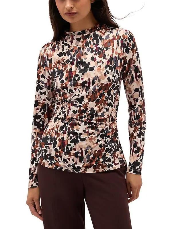 HOBBS LONDON Oriana Printed Ruched Top - Ivory Multi