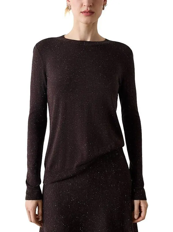 Whistles Annie Sparkle Crewneck Sweater - Brown