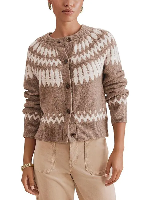 Splendid Fina Fair Isle Cardigan - Shell