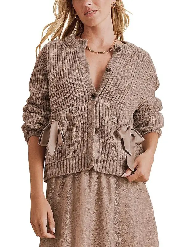 Splendid Selena Satin Tie Cardigan - Heather Java