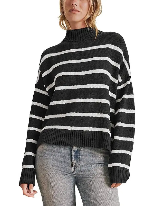 Splendid Nora Stripe Turtleneck Sweater - Black/shell