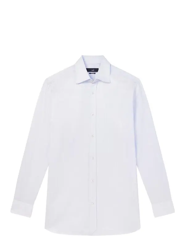Dunhill Cutaway-collar Herringbone Cotton Shirt - Blue