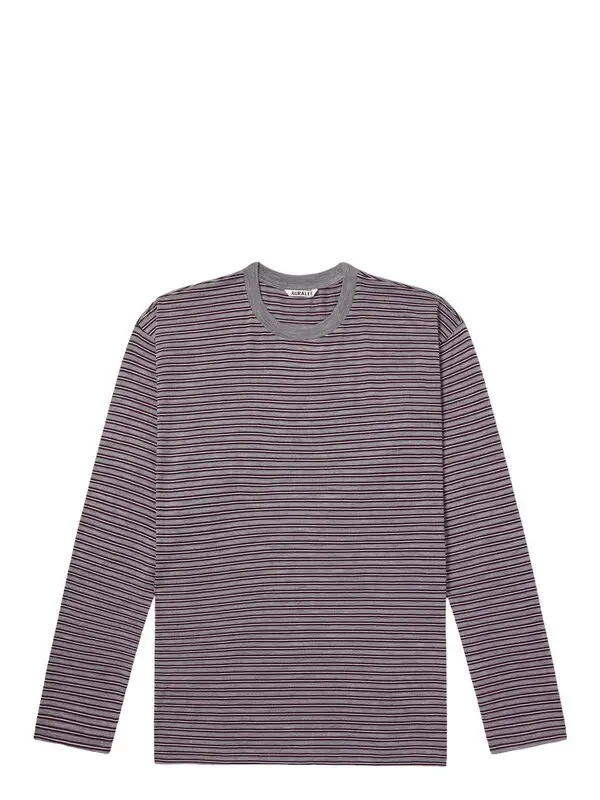 Auralee Striped Wool-jersey T-shirt - Gray