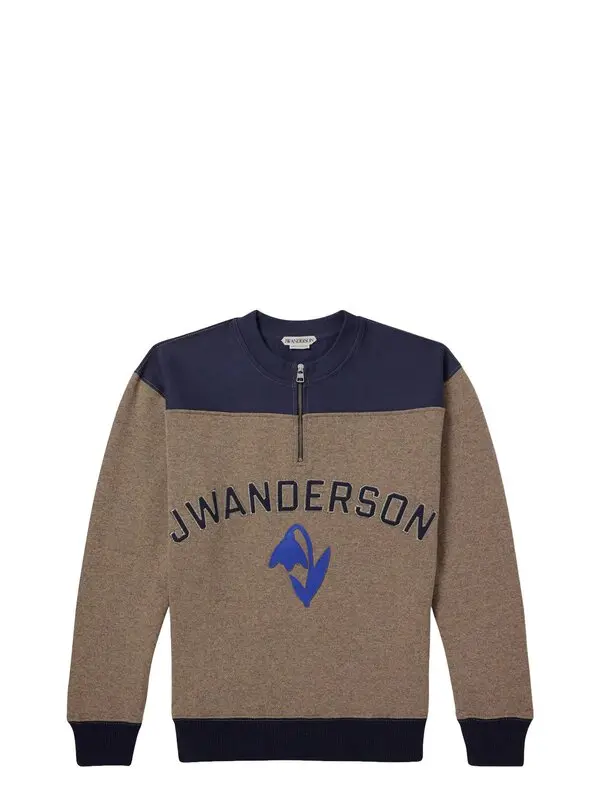 JW Anderson Logo-embroidered Wool-blend Jersey Sweatshirt - Brown